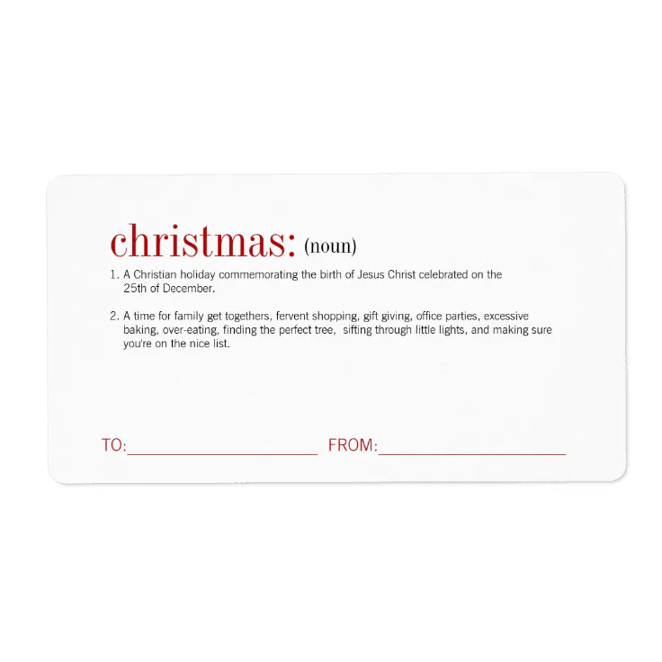 Christmas Definition Holiday Label | Zazzle