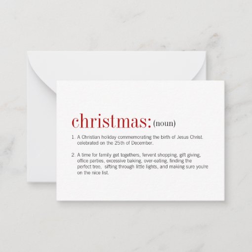 Christmas Definition Holiday Mini Holiday Cards | Zazzle