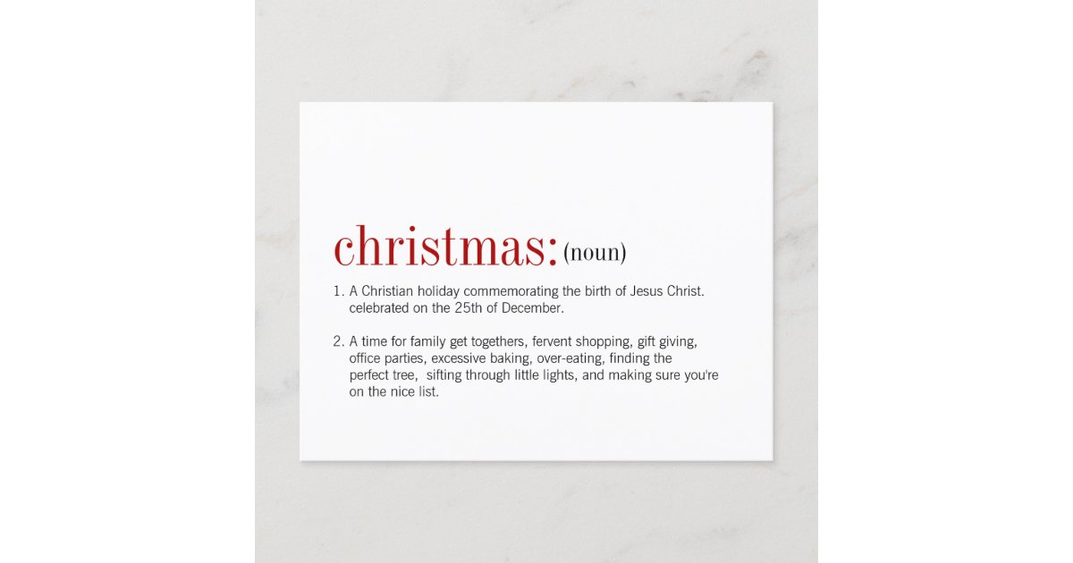 Christmas Definition Holiday Postcard | Zazzle
