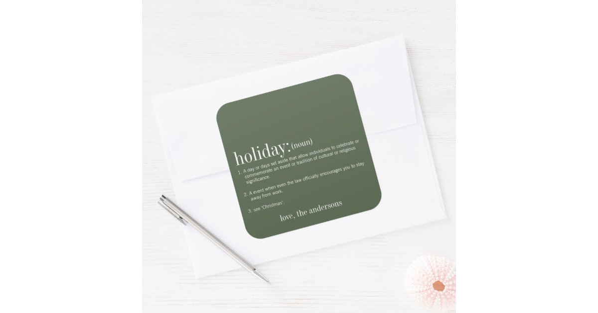 Christmas Definition Holiday Square Sticker | Zazzle