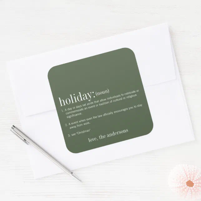 Christmas Definition Holiday Square Sticker | Zazzle