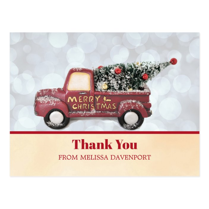 Christmas Delivery Truck with Xmas Tree Thank You Postcard | Zazzle.com