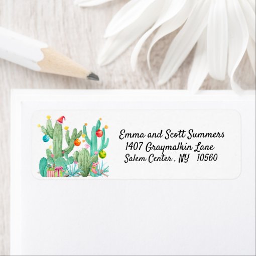 Christmas Desert Southwest Cactus Cacti Address Label | Zazzle
