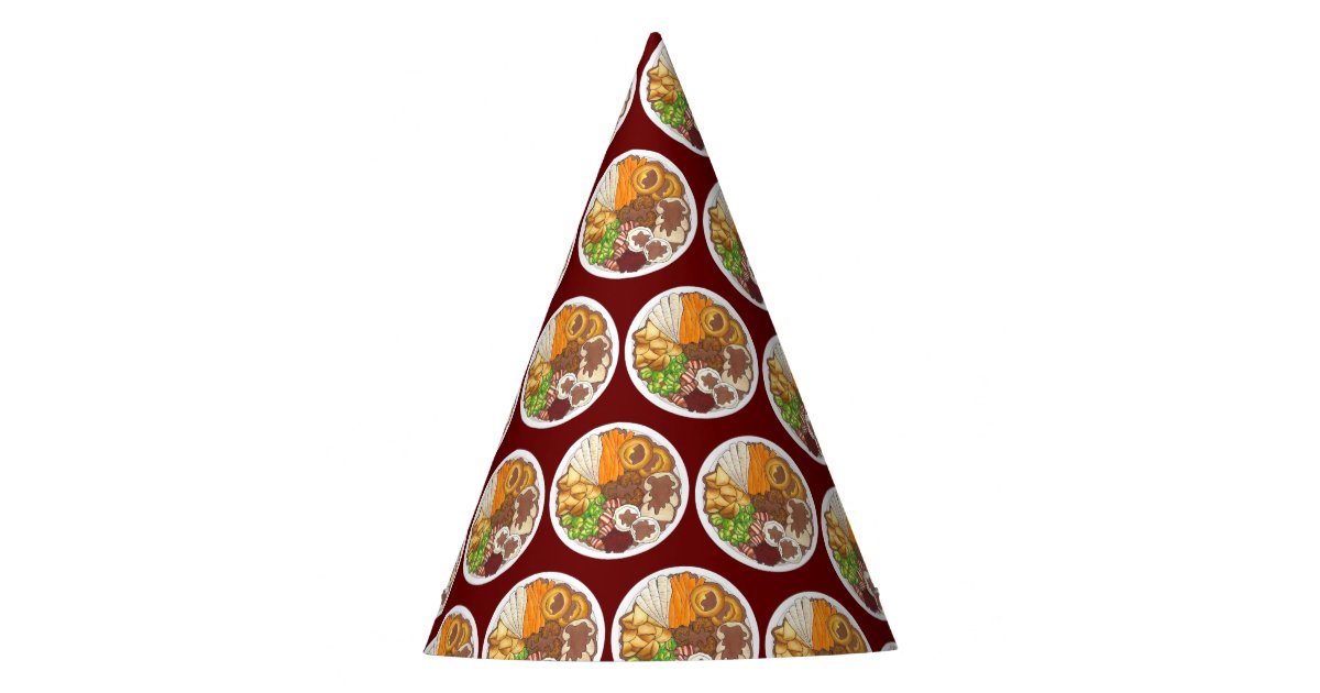 Christmas Dinner Party UK Festive British Food Party Hat | Zazzle