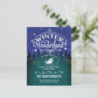 Christmas Dinner Winter Wonderland Script Invite | Zazzle