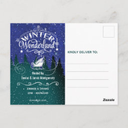 Christmas Dinner Winter Wonderland Script Invite | Zazzle