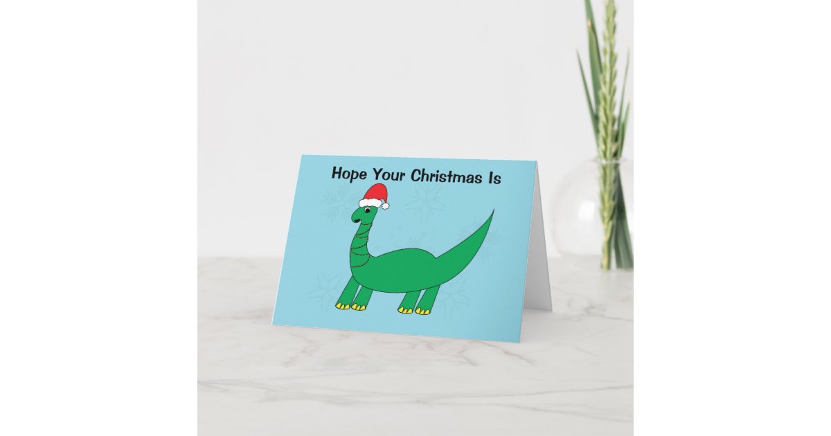 Christmas Dinosaur Brontosaurus Funny Personalize Card | Zazzle