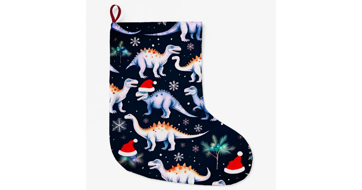 Christmas Dinosaurs Large Christmas Stocking | Zazzle