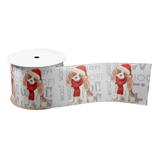 Christmas Dog Lover Cavalier King Charles Spaniel Satin Ribbon | Zazzle