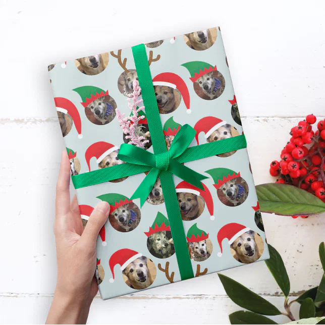 Christmas Dog Photo Gift Wrap | Zazzle
