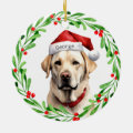 Christmas Dog Yellow Lab Labrador Retriever Santa Ceramic Ornament | Zazzle