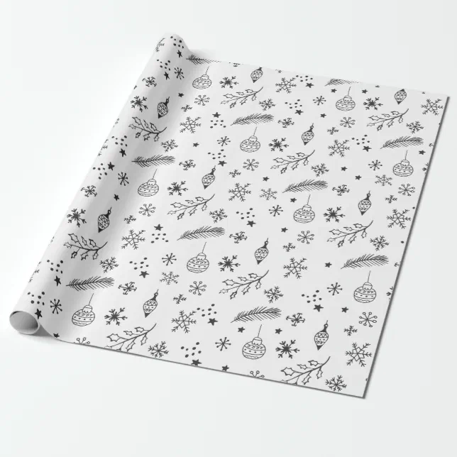 Christmas Doodle Wrapping Paper | Zazzle