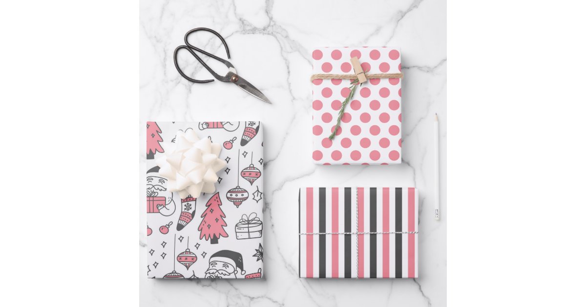 Christmas Doodles Wrapping Paper Sheet Set of 3 | Zazzle