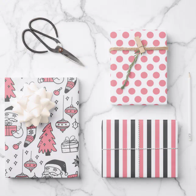 Christmas Doodles Wrapping Paper Sheet Set of 3 | Zazzle