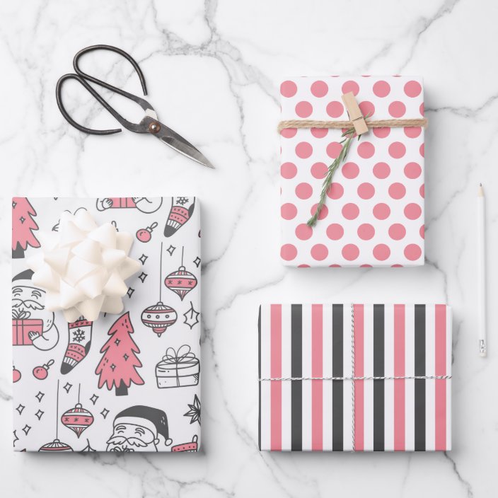 Christmas Doodles Wrapping Paper Sheet Set of 3 | Zazzle.com