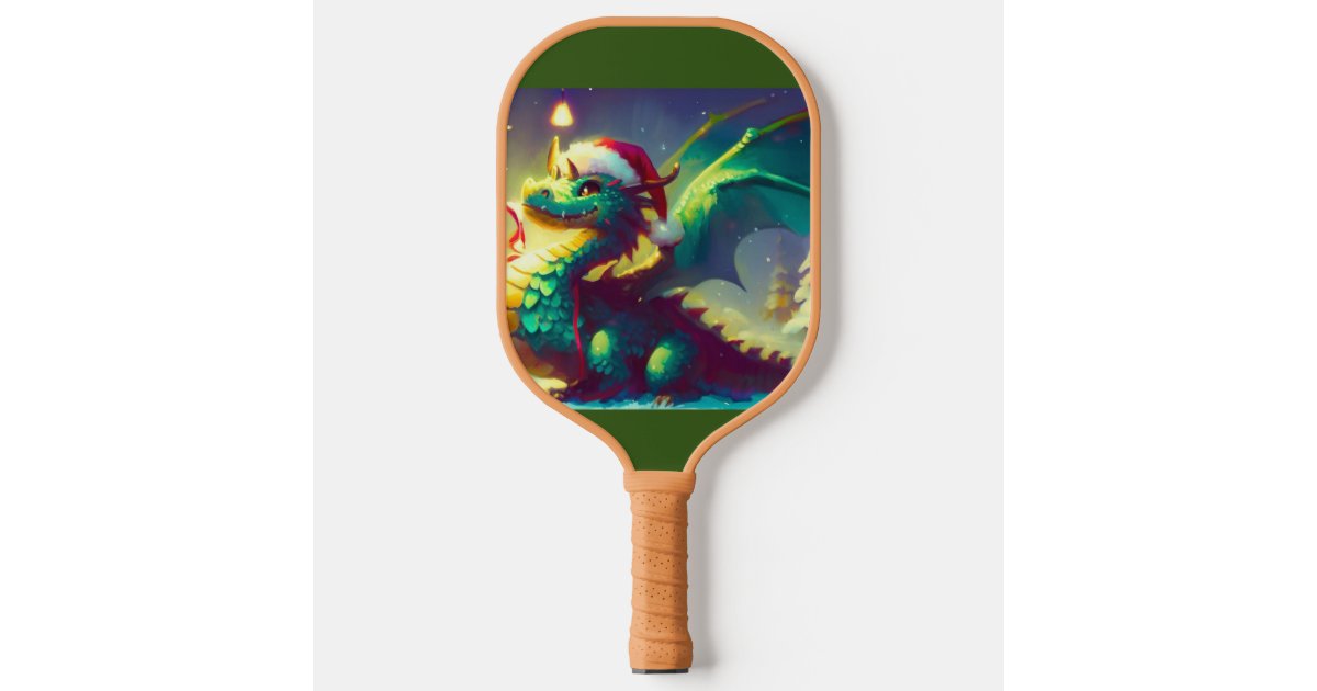 Christmas Dragon (3) Pickleball Paddle | Zazzle