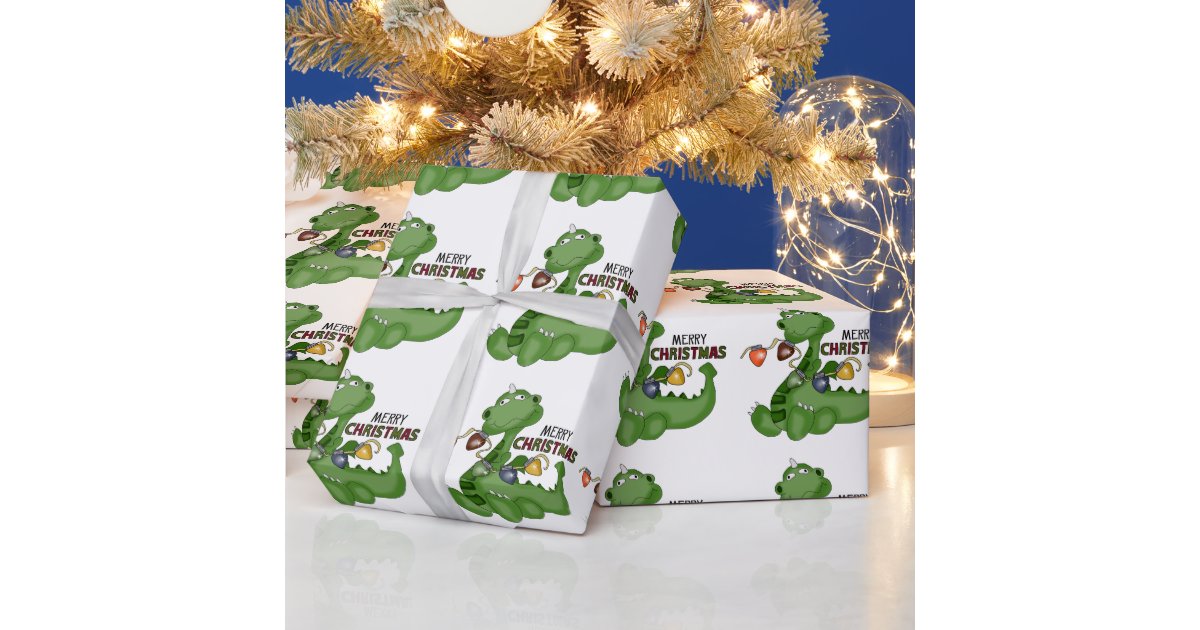 Christmas Dragon Holiday wrapping paper | Zazzle