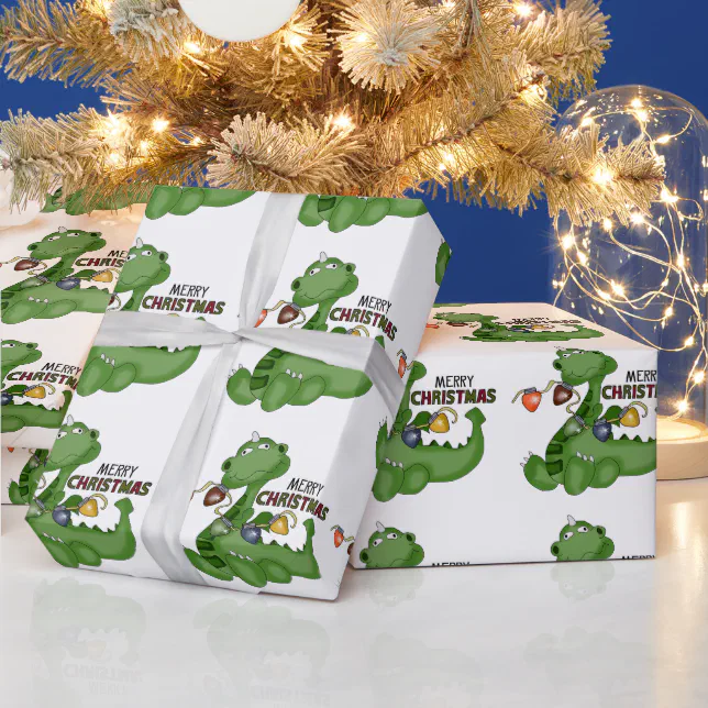 Christmas Dragon Holiday wrapping paper | Zazzle