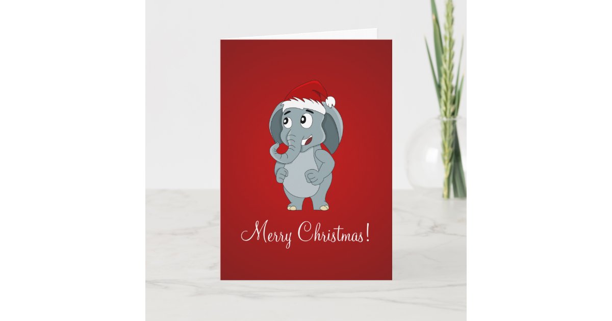 Christmas elephant cartoon holiday card | Zazzle