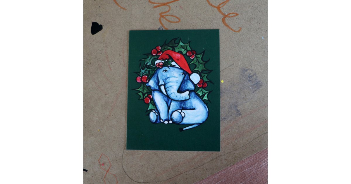 Christmas Elephant Postcard | Zazzle