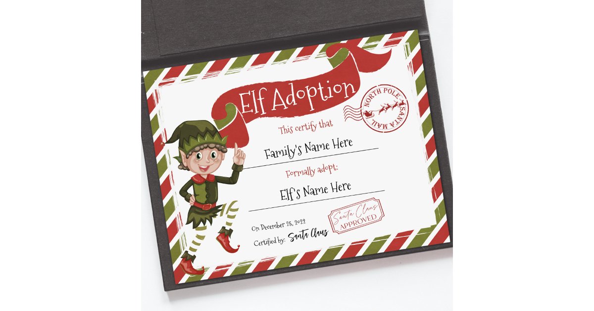 Christmas Elf Adoption Certificate | Zazzle