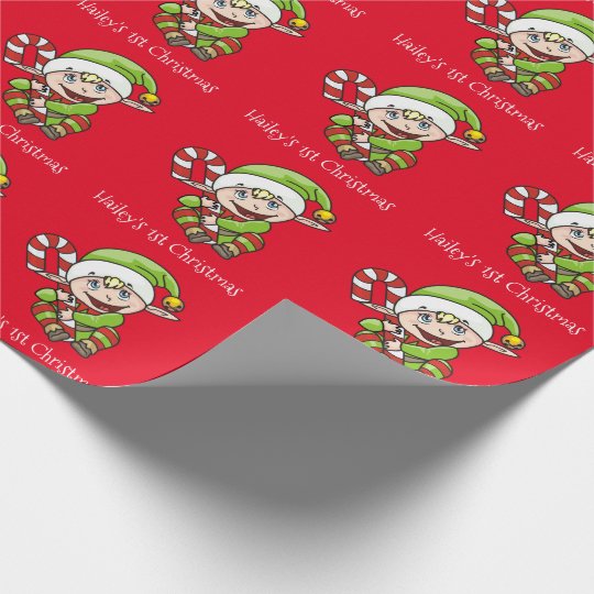 Christmas Elf Baby's 1st Christmas Wrapping Paper | Zazzle.com
