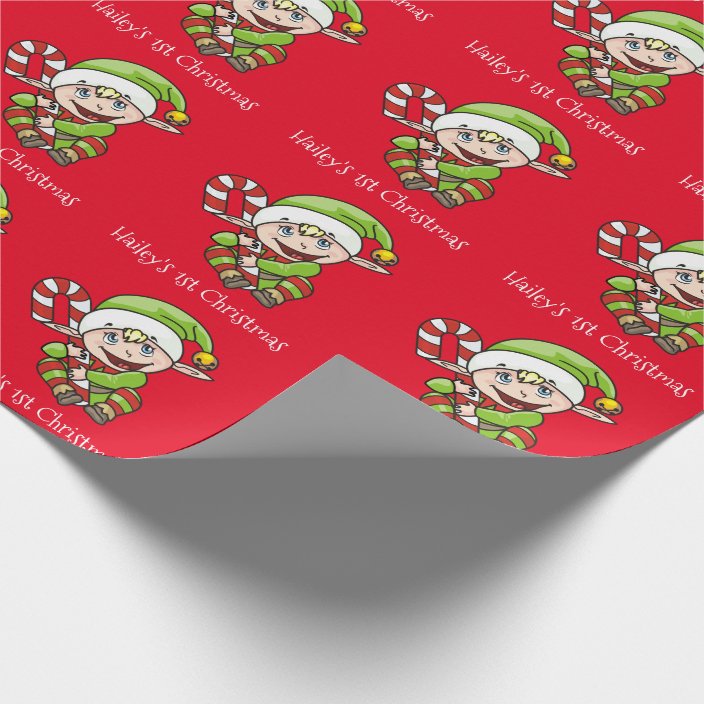 Christmas Elf Baby's 1st Christmas Wrapping Paper | Zazzle.com