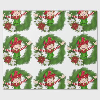 Christmas Elf Christmas Gift Wrap | Zazzle