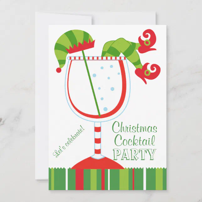 Christmas Elf Cocktail Party Invitation | Zazzle