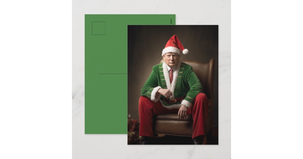 Christmas Elf Donald Trump Holiday Postcard | Zazzle
