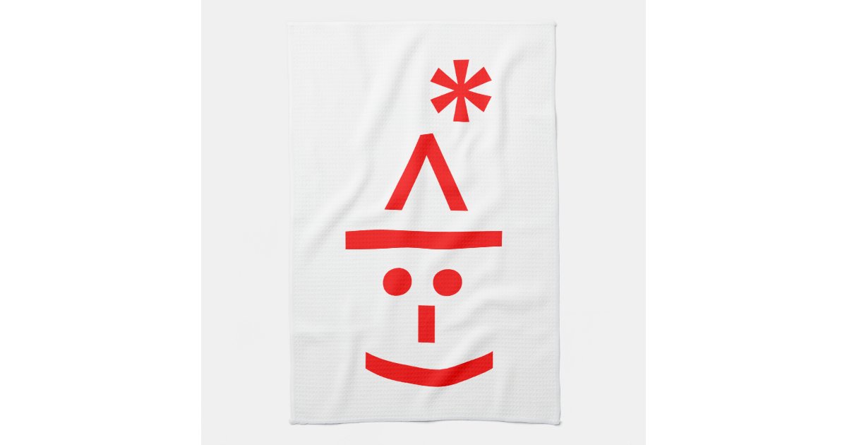 Christmas Elf Emoticon Xmas ASCII Text Art Towel | Zazzle