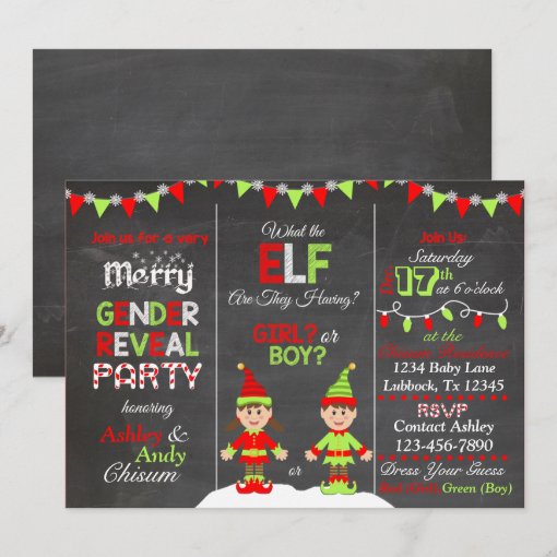 Christmas Elf Gender Reveal Invitation | Zazzle