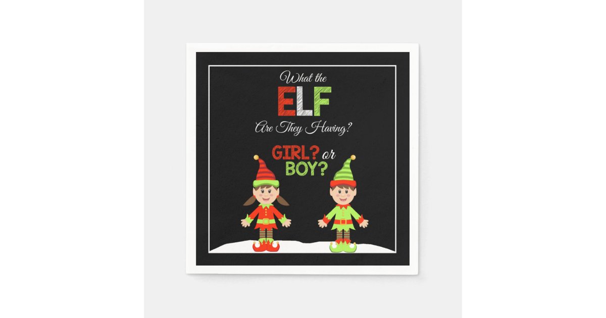 Christmas Elf Gender Reveal Napkins | Zazzle