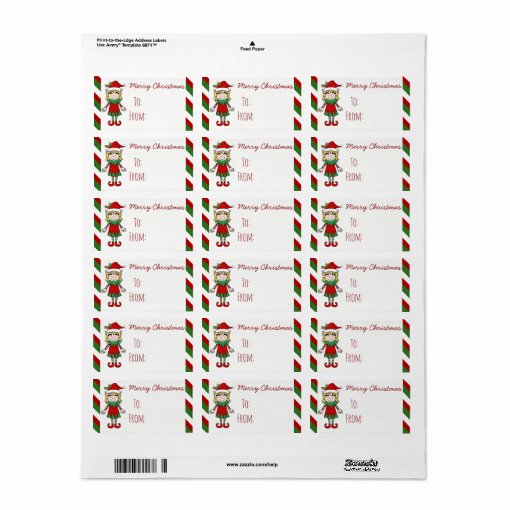 Christmas Elf Girl Merry Christmas Gift Label | Zazzle