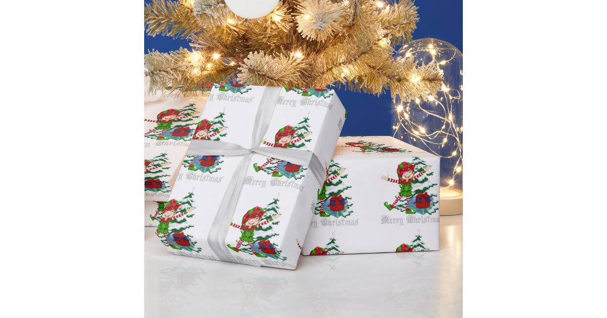 Christmas Elf Holiday wrapping paper | Zazzle