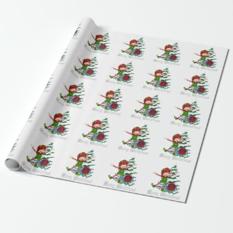 Christmas Elf Holiday wrapping paper | Zazzle