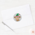 Christmas Elf Monkey Classic Round Sticker | Zazzle