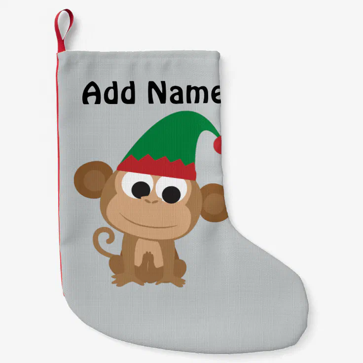 Christmas Elf Monkey Small Christmas Stocking | Zazzle