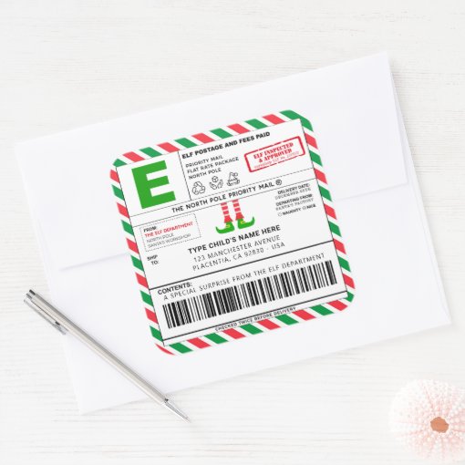 Christmas Elf North Pole Address Shipping Labels | Zazzle