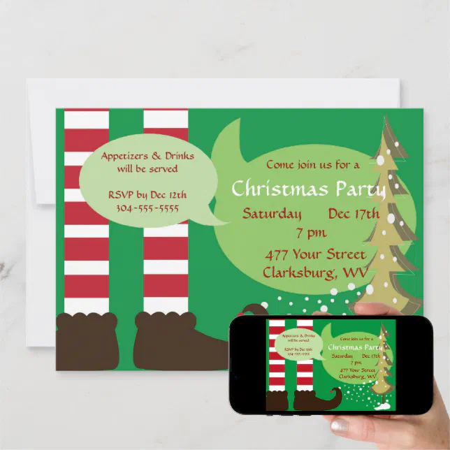 Christmas Elf Party Invitation | Zazzle