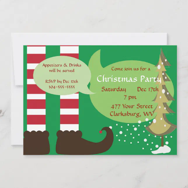 Christmas Elf Party Invitation | Zazzle