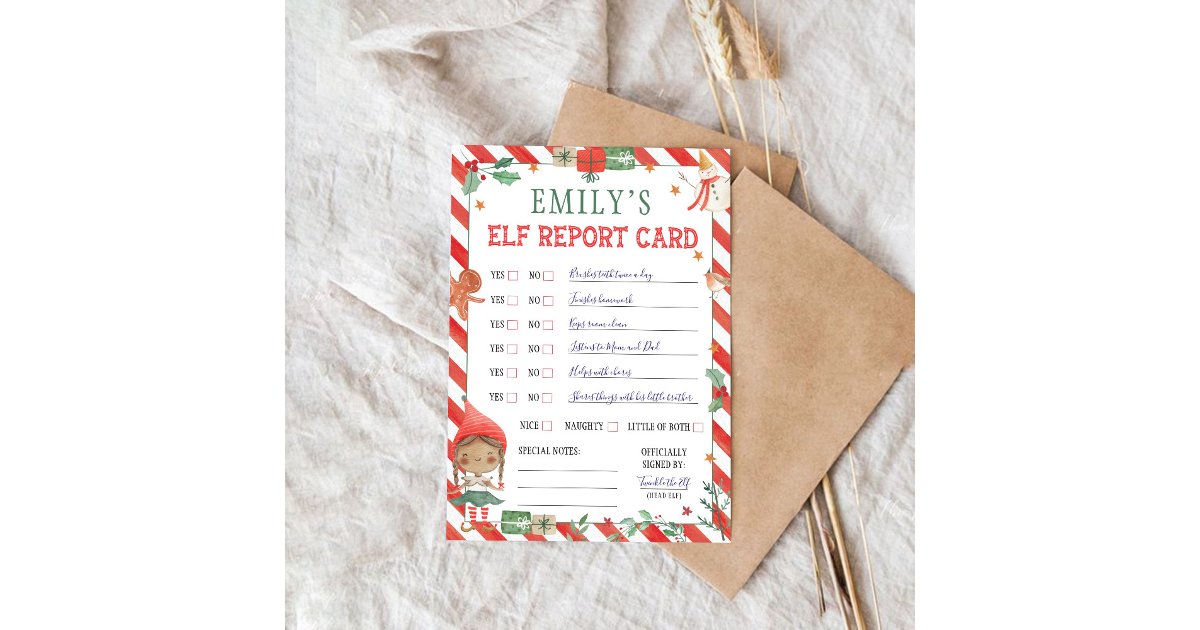 Christmas Elf Report Card | Zazzle