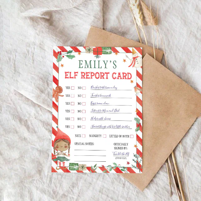 Christmas Elf Report Card | Zazzle