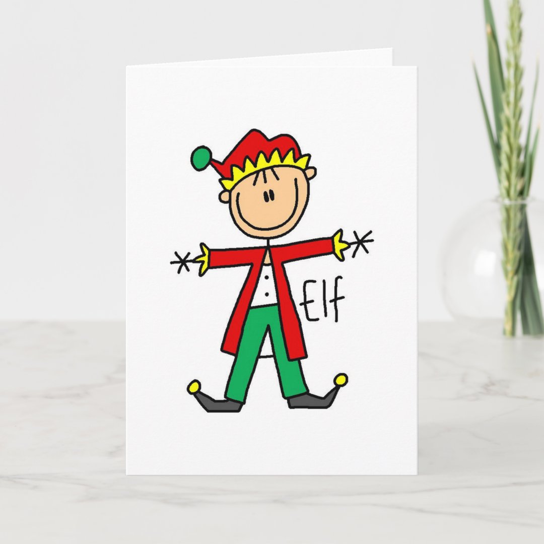 Christmas Elf Stick Figure Card | Zazzle