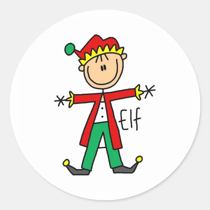 Christmas Elf Stick Figure Sticker | Zazzle