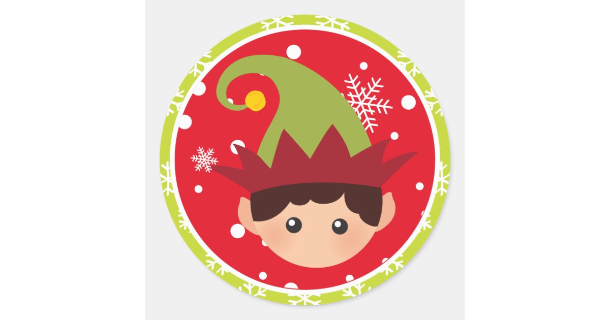 Christmas - Elf Stickers (Round) | Zazzle