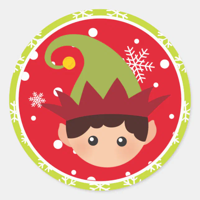 Christmas - Elf Stickers (Round) | Zazzle