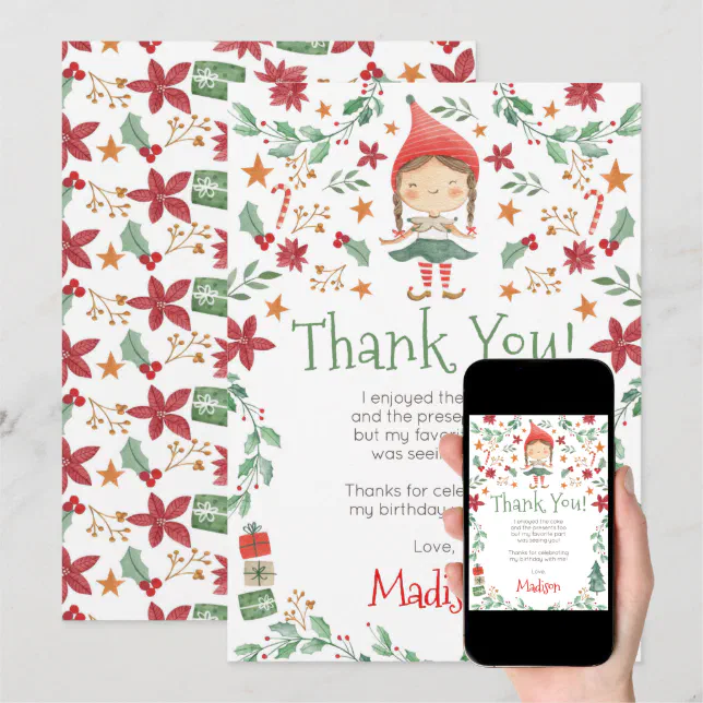 Christmas Elf Thank You Cards | Zazzle