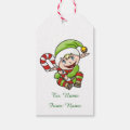 Christmas Elf with Candy Cane Gift Tags | Zazzle