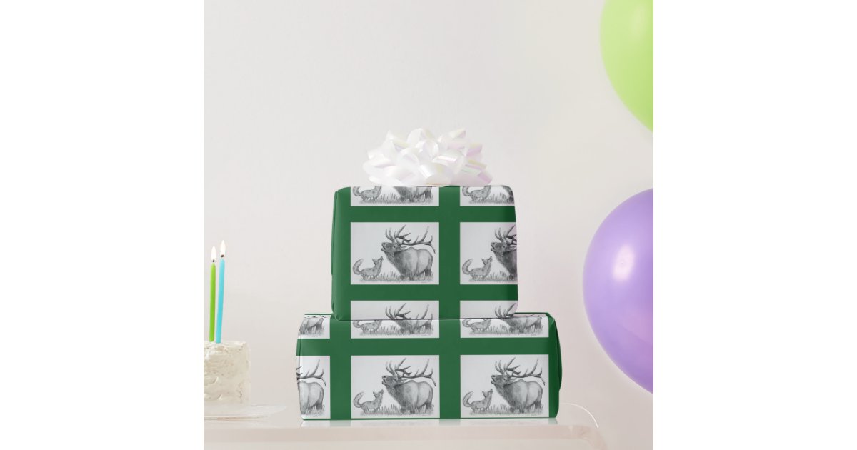 Christmas Elk and Fox Wrapping Paper | Zazzle